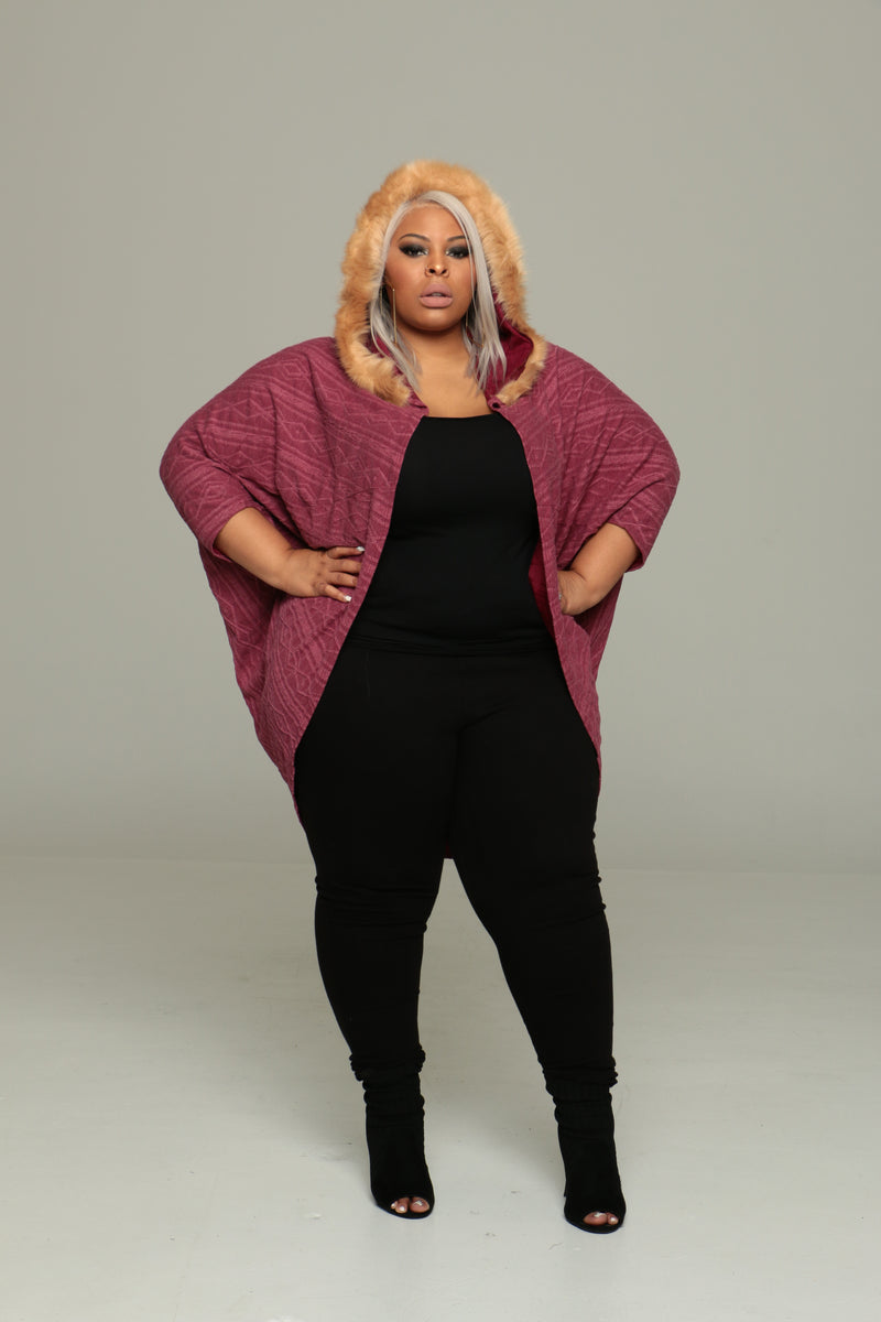Plus Size Fur Detailed Kimono – Cstylez Apparel
